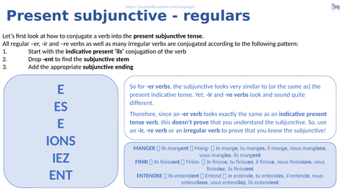 French Grammar - Present Subjunctive | Teaching Resources