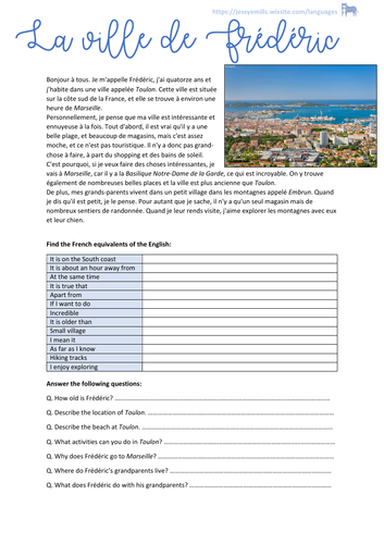 French Reading Comprehension - Home | Teaching Resources