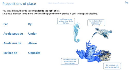 French Grammar - Prepositions of Place | Teaching Resources