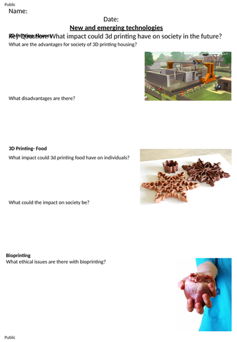 D&T New & Emerging technology- 3D printing suitable for KS3/4 ...