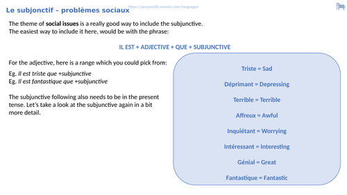 French Grammar - Subjunctive (Social Issues) | Teaching Resources