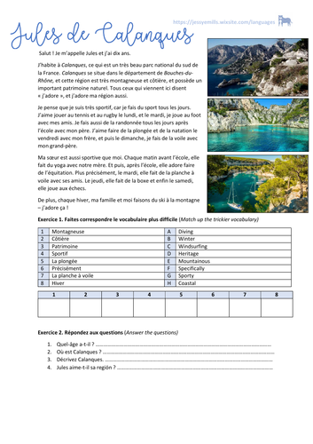 French Reading Comprehension - Sports | Teaching Resources