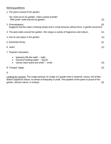 Poetry test (My Garden by Marie Church) | Teaching Resources