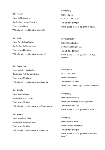 Timetables | Teaching Resources