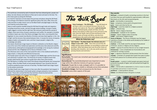 KS3 Silk Road knowledge organiser | Teaching Resources