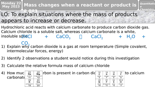 Quantitative Chemistry GCSE Ft | Teaching Resources