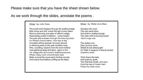AQA GCSE English Literature Paper 2 Unseen Poetry Winter | Teaching ...