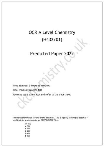 OCR A Chemistry practice exam papers - original questions | Teaching ...