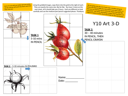 KS4 KS3 Art and Design - Cover Lesson - Drawing in different media ...