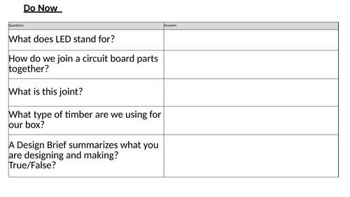 Ks3 Dt Design Technology Introduction To Electronics And Inputs And Outputs Cover Lesson Do