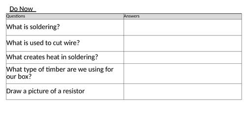 Ks3 Dt Design Technology Introduction To Electronics And Inputs And Outputs Cover Lesson Do