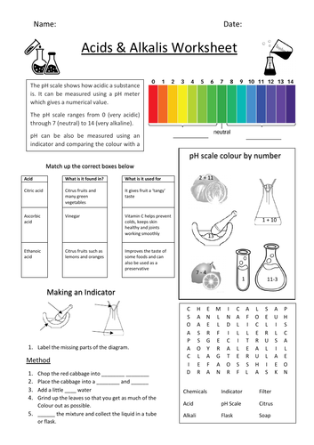 KS3 Acids & Alkali Worksheet | Teaching Resources