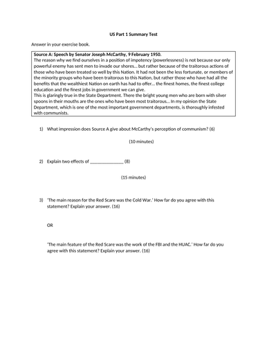 Civil Rights - Practice Test Pack - IGCSE History - Paper 1 | Teaching ...