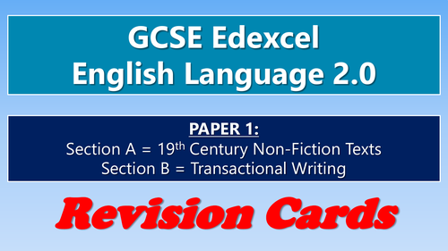 GCSE Edexcel English Language 2.0 - Revision Cards | Teaching Resources