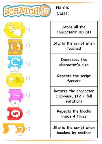 Scratch Jr - Matching Excercises (4 Differentiated Sets) | Teaching ...