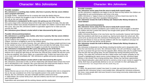 Blood Brothers Revision Cards | Teaching Resources