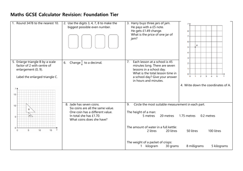 Calculator GCSE Revision Mats | Teaching Resources