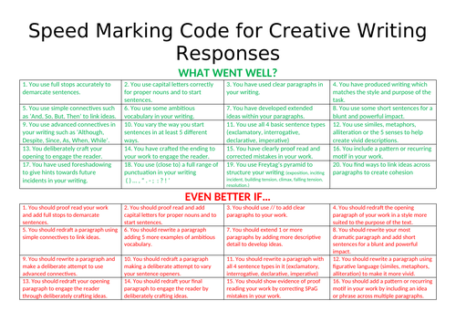 Speed marking in English | Teaching Resources