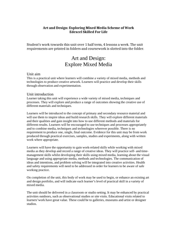 Year 10 mixed media unit plan | Teaching Resources