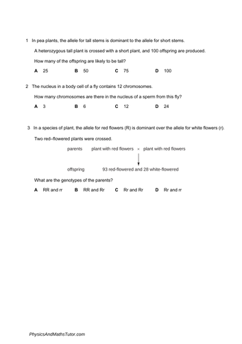 Inheritance - Past Paper Question Pack | Teaching Resources