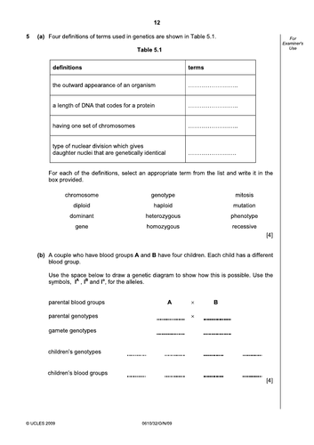 Inheritance - Past Paper Question Pack | Teaching Resources