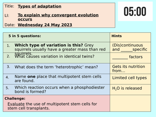 OCR A 4.2.2 g - Types of Adaptation / Convergent Evolution | Teaching Resources