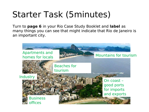 Rio de Janeiro (Urbanisation Case Study) - 7 lesson bundle and workbook ...