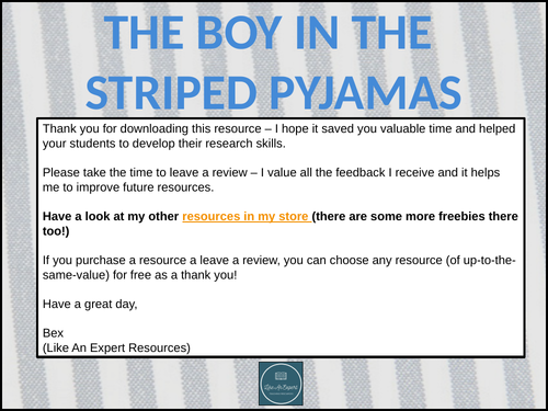 The Boy in the Striped Pyjamas Pre-Reading (2 complete lessons ...