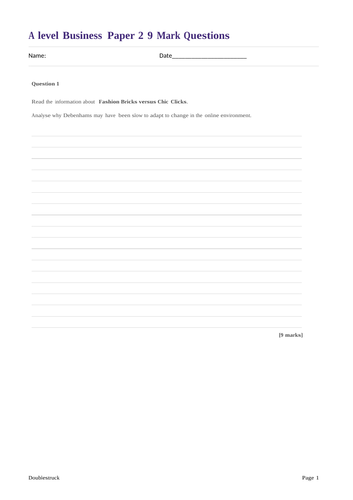 AQA A level Business Paper 2 9 Mark Question Practice | Teaching Resources AQA A level Business Paper 2 9 Mark Question Practice | Teaching Resources