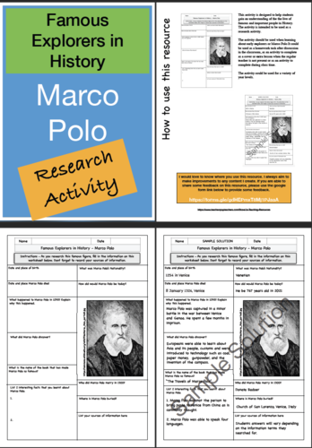 Marco Polo - Famous Explorers in History | Teaching Resources