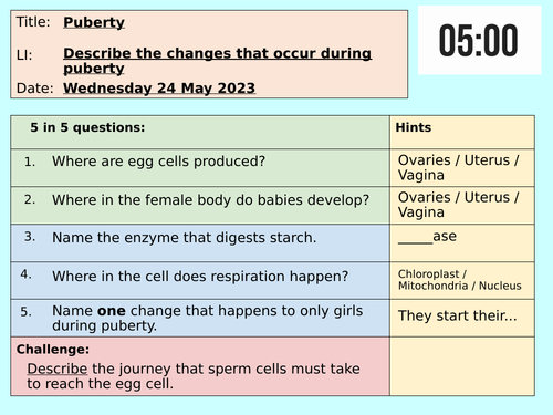 KS3 Puberty lesson (science) | Teaching Resources
