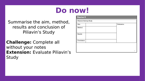 AQA GCSE Psychology: Piliavin’s Subway Study Evaluation. (Lesson 9 of ...