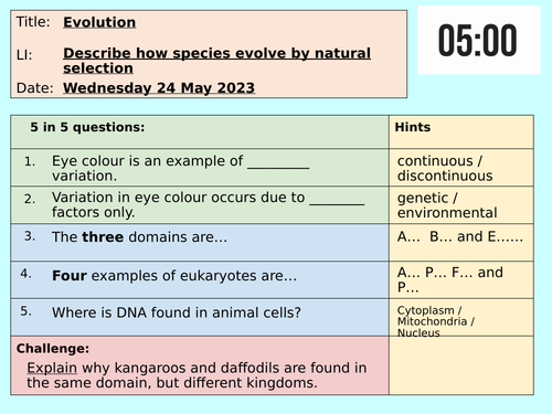 GCSE Evolution and Natural Selection lesson | Teaching Resources