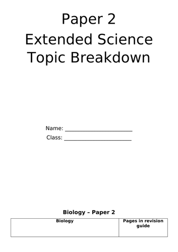 GCSE Extended Science Topic Breakdowns for Paper 1 and 2 | Teaching ...