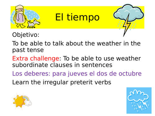 Spanish imperfect tense weather + leisure | Teaching Resources