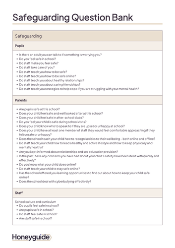 Safeguarding Survey Question Bank | Teaching Resources