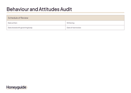 Behaviour and Attitudes Audit and Action Plan | Teaching Resources
