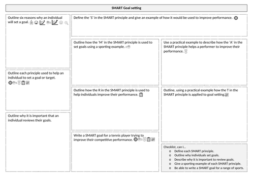 Ocr Gcse Pe Paper 2 Smart Goal Setting Revision Teaching Resources