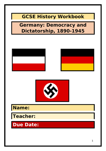 AQA GCSE History - Weimar & Nazi Germany Workbook | Teaching Resources
