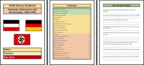 AQA GCSE History - Weimar & Nazi Germany Workbook | Teaching Resources