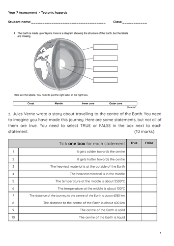 Tectonics Assessment - 30 minutes | Teaching Resources