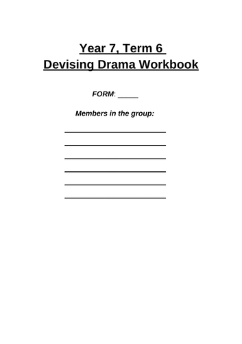 KS3 Devising Drama workbook | Teaching Resources