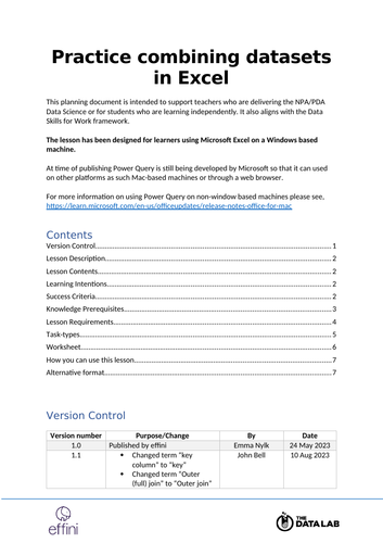 Data Science - In Excel, practise combining datasets | Teaching Resources Data Science - In Excel, practise combining datasets | Teaching Resources