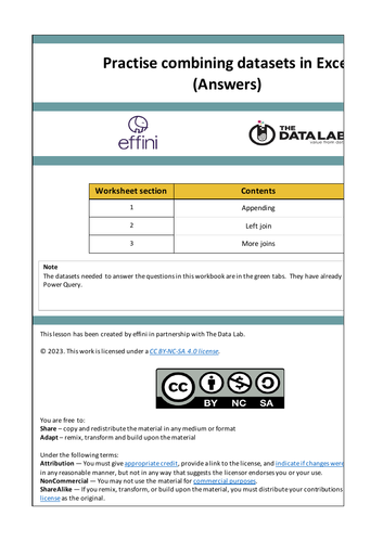 Data Science - In Excel, practise combining datasets | Teaching Resources Data Science - In Excel, practise combining datasets | Teaching Resources