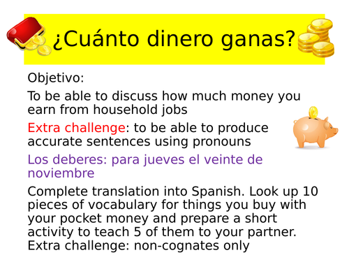 GCSE Spanish chores and pocket money lessons | Teaching Resources