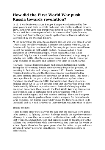 How did the First World War push Russia towards Revolution? | Teaching ...