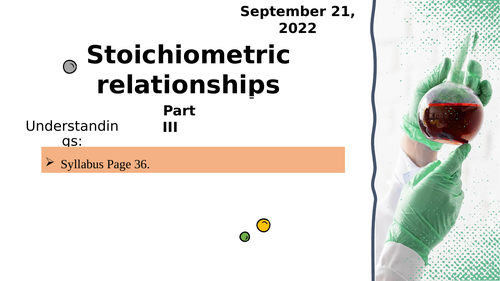 Topic 1 : Stoichiometric relationships (IB) | Teaching Resources