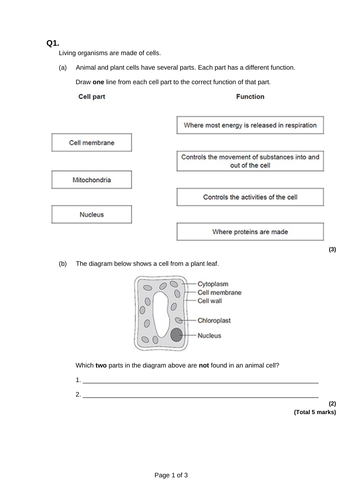 AQA B1 Cell Biology Bundle (Combined) | Teaching Resources