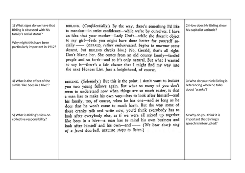 AQA GCSE AN INSPECTOR CALLS SOW | Teaching Resources