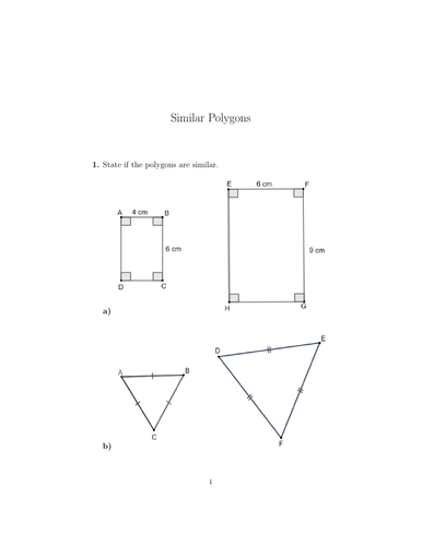 Similar Polygons Worksheet (with solutions) | Teaching Resources